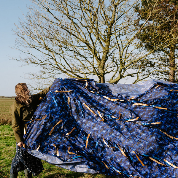Starry Night Sensory Parachute with Ribbons | 3m Blue, Black & Gold ...